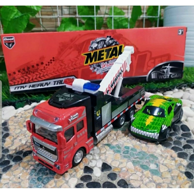 Jual Diecast set truk derek alloy 2in1 metal body besar - miniatur truk ...