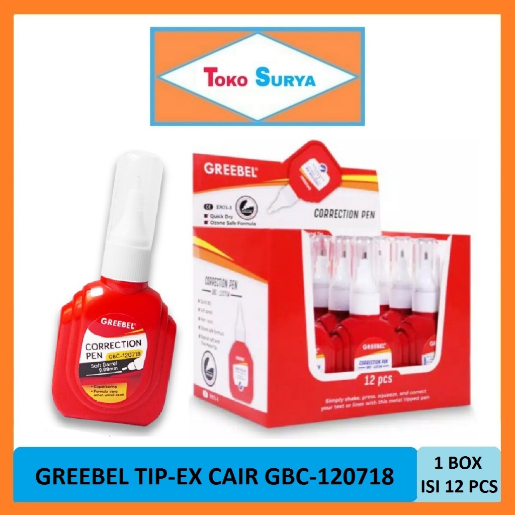 Jual Greebel Tip Ex Cair / Correction Pen / Tip-ex GBC-120718 1 Box Isi ...
