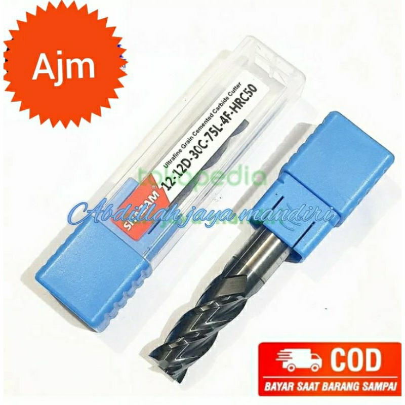 Jual endmill carbide 12mm 4flute hrc50 SHAZAM bor frais pisau milling ...