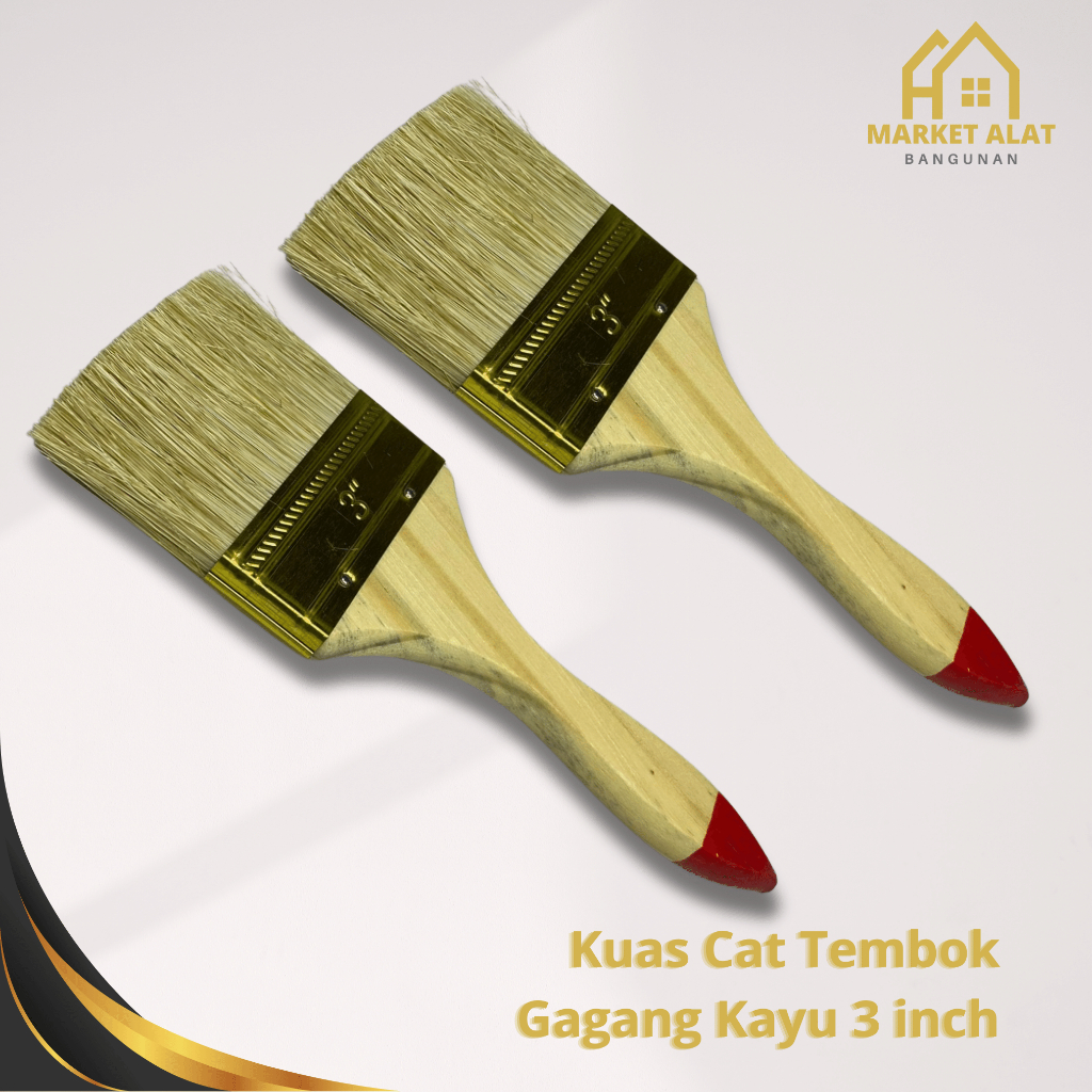 Jual Kuas Cat Tembok Gagang Kayu 3” 3 Inci | Shopee Indonesia