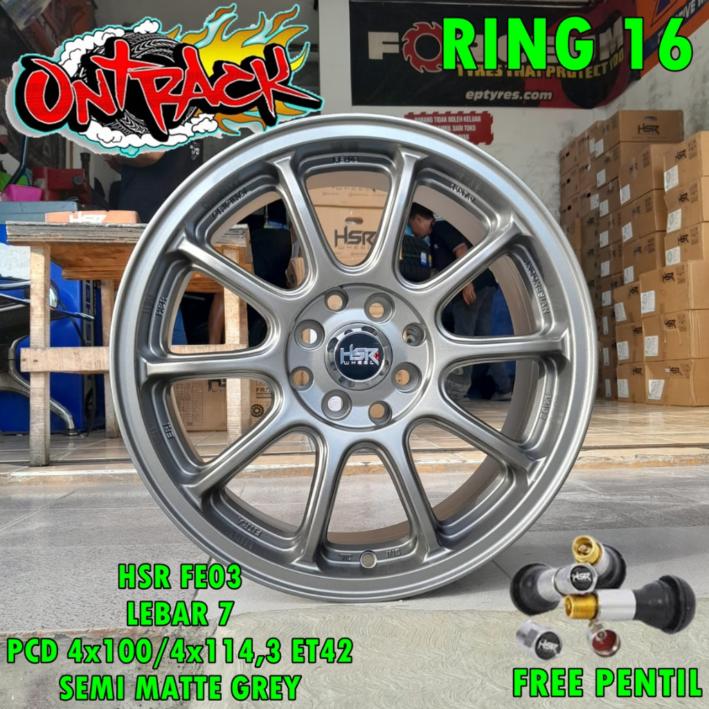 Jual PELEK RACING RING 16 FE03 HSR LEBAR 7 PCD 100-114,3 LUBANG 4 OFFFSET 42 SEMI MATTE GREY ...