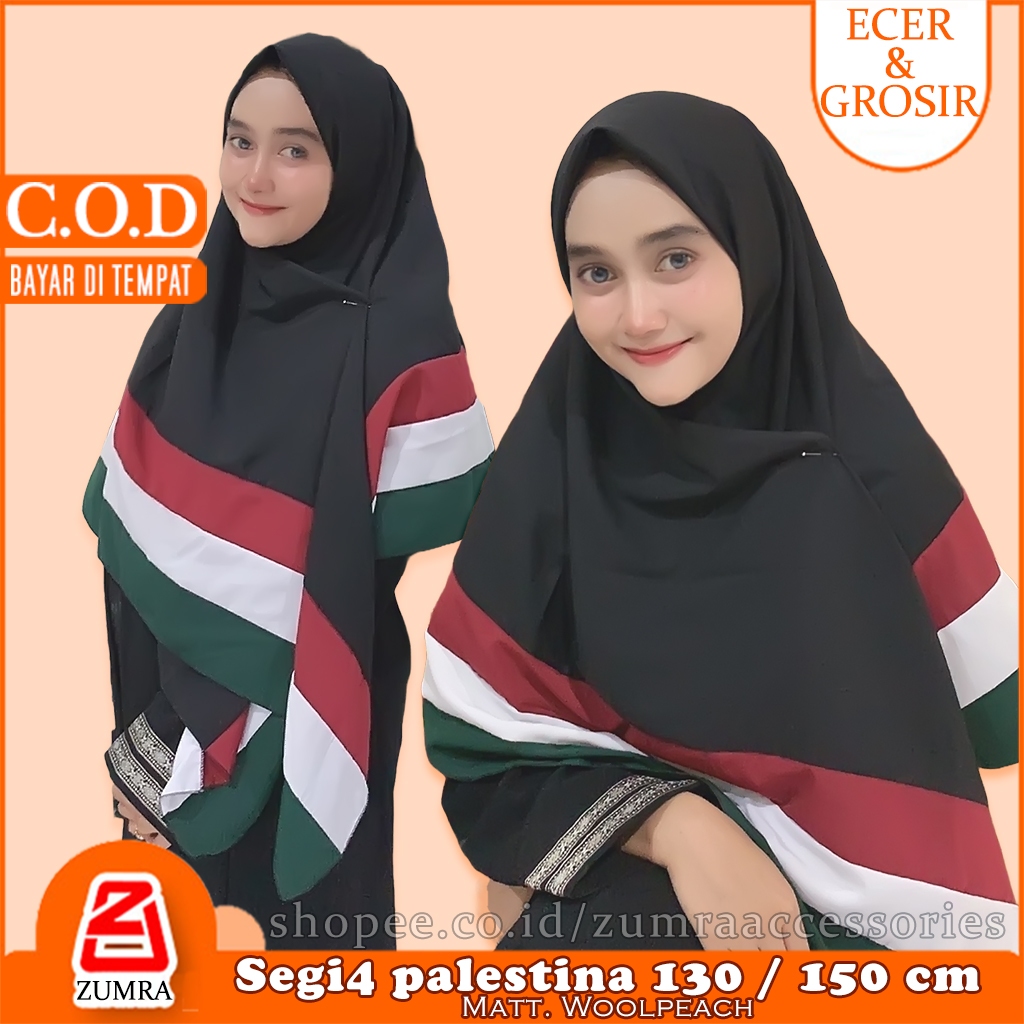 Jual Jilbab Palestina Segi Empat Hijab Jumbo Ukuran 130 dan 150 ...