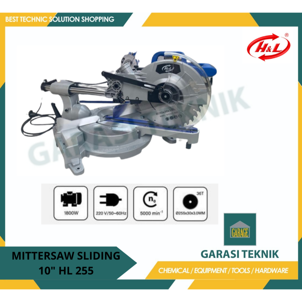Jual Mesin Gergaji Alumunium 10" H&L HL 255 Miter Saw Sliding 10 Inch | Shopee Indonesia