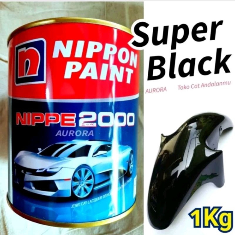 Jual Cat Nippe 2000 Super Black 480 Hitam Mengkilap 1Kg Nippon Paint / Cat Duco kendaraan ...