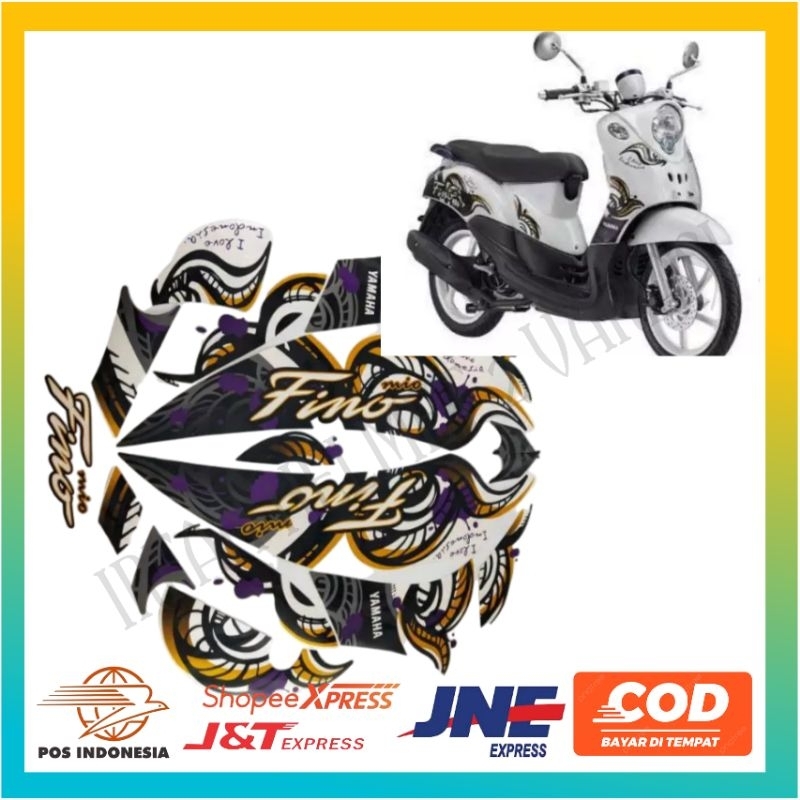 Jual stiker striping motor Yamaha Fino custom batik tahun 2013-2014 ...