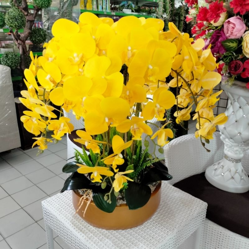 Jual BUNGA ANGGREK LATEX JUMBO PREMIUM POT GOLD ARTIFICIAL | Shopee ...