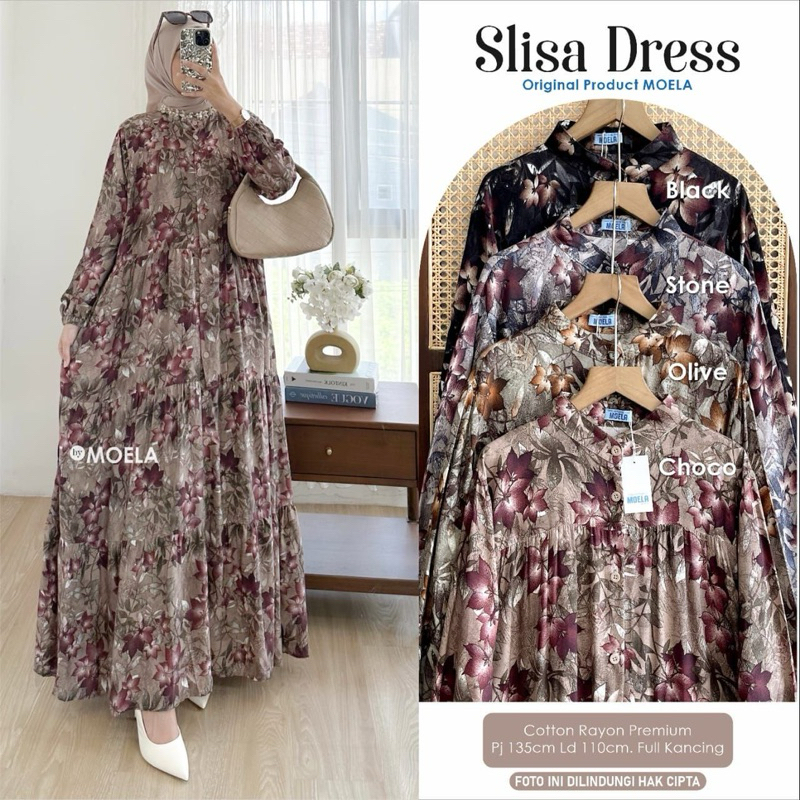 Jual SLISA DRESS MOTIF MODEL SUSUN FULL RAYON 1002 | Shopee Indonesia