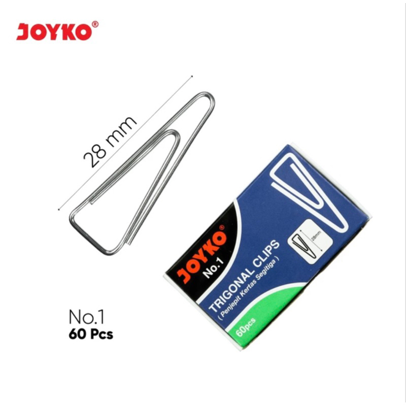 Jual Trigonal Clip Paper Clip Klip Penjepit Kertas Joyko - isi 60 PCS ...