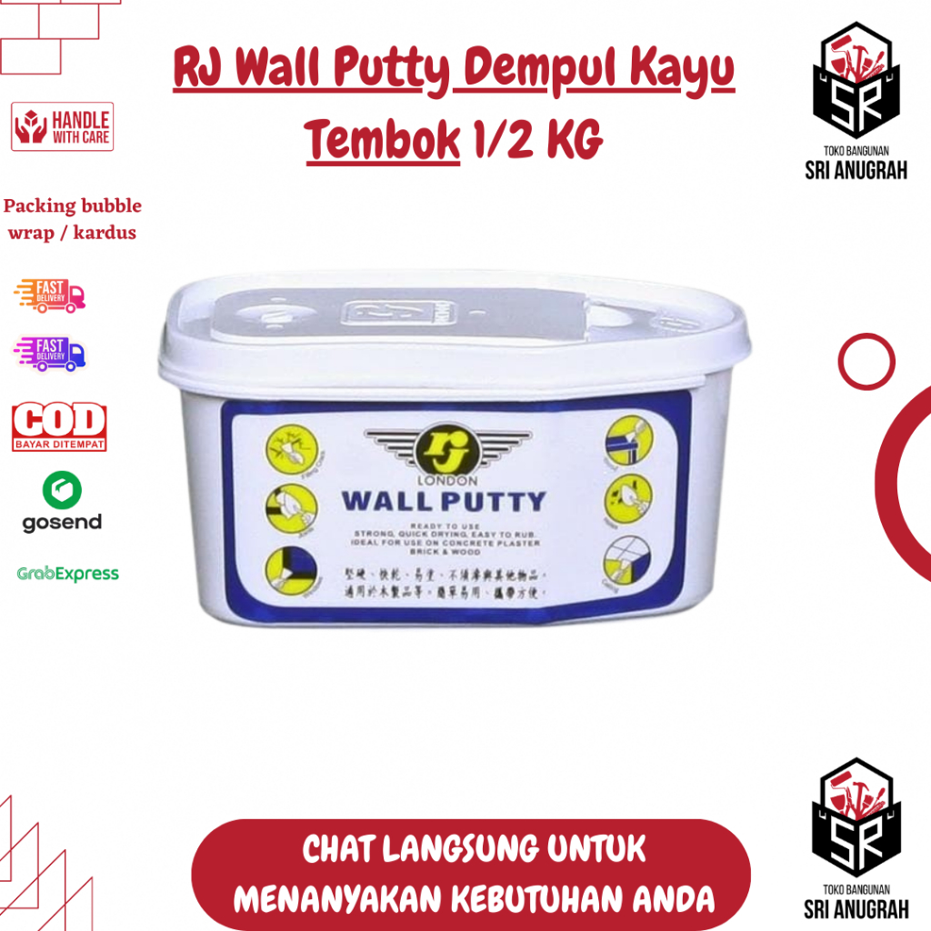 Jual Rj Wall Putty Dempul Kayu Tembok 1/2 kg | Shopee Indonesia