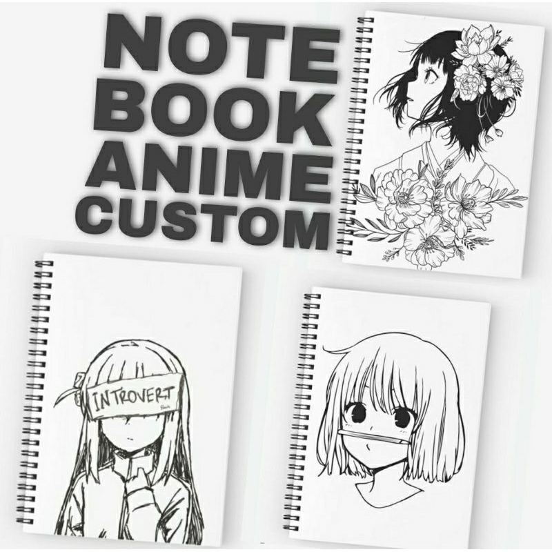 Jual Notebook Anime Spiral Notebook A6 CUSTOM Book Black and white ...