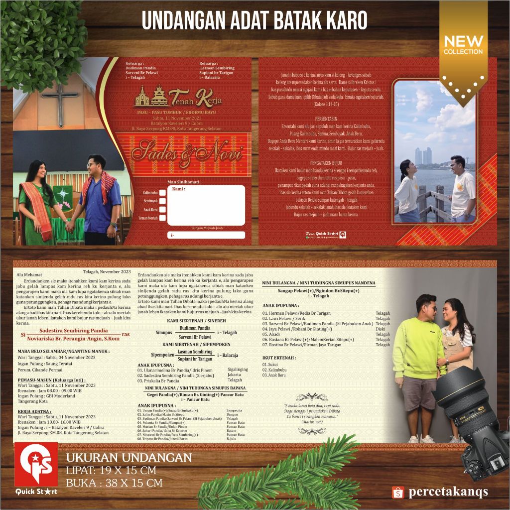 Jual Undangan Pernikahan Bertema Adat Batak Karo Foto Merah | Shopee ...