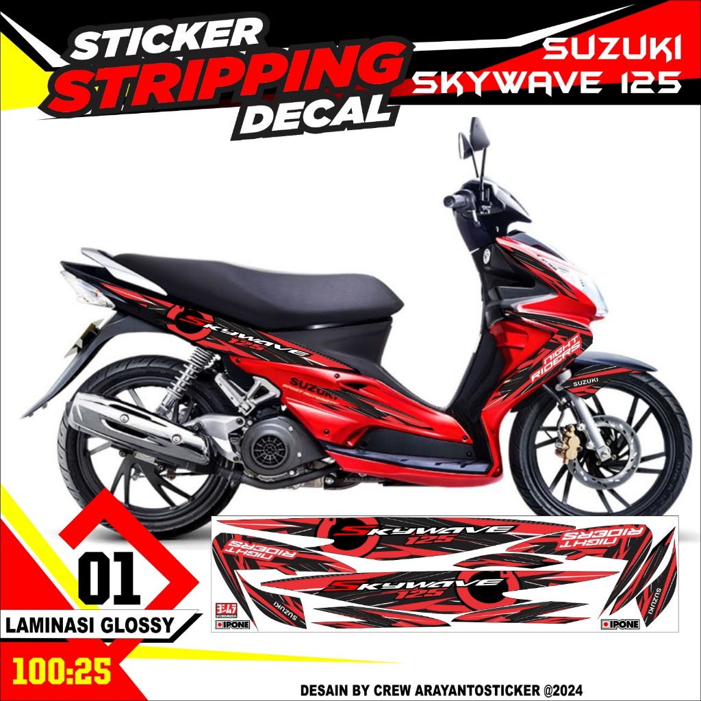 Jual Sticker Striping Suzuki Skywave 125 Variasi QLA05 night riders ...