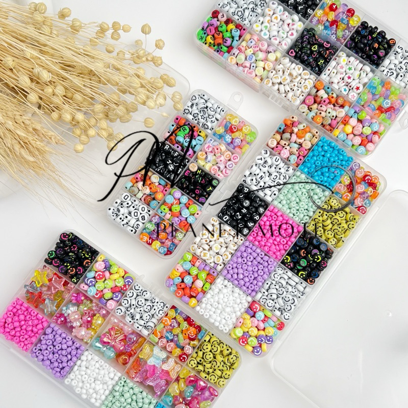 Jual Paket Diy Set Box Manik Payet Huruf Smile Gelang Dan Kalung ...