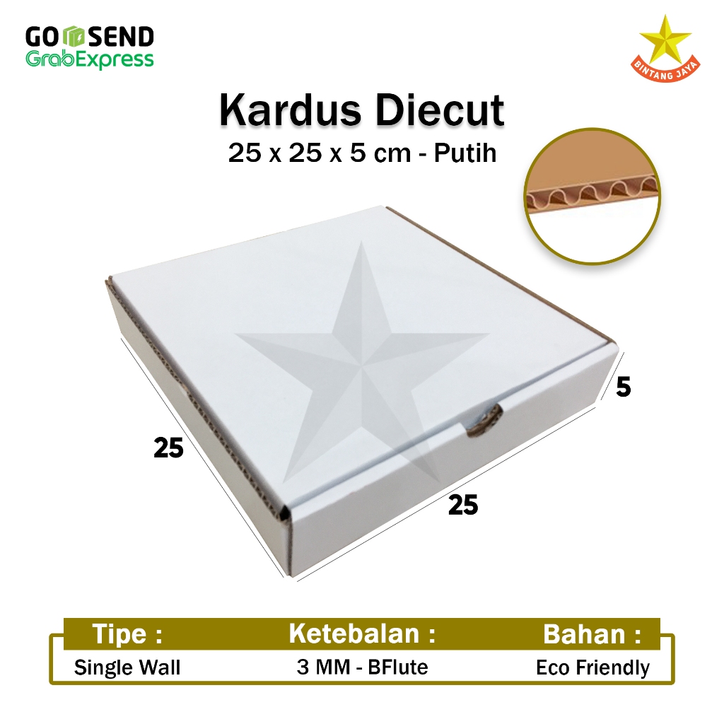 Jual Kardus Dus PUTIH 25x25x5 cm Die Cut Box Pizza Kotak Packing ...