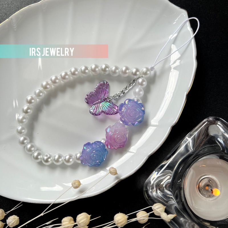 Jual Phone Strap Beads Ungu Series/ Tali Lanyard Handphone Manik Pita ...