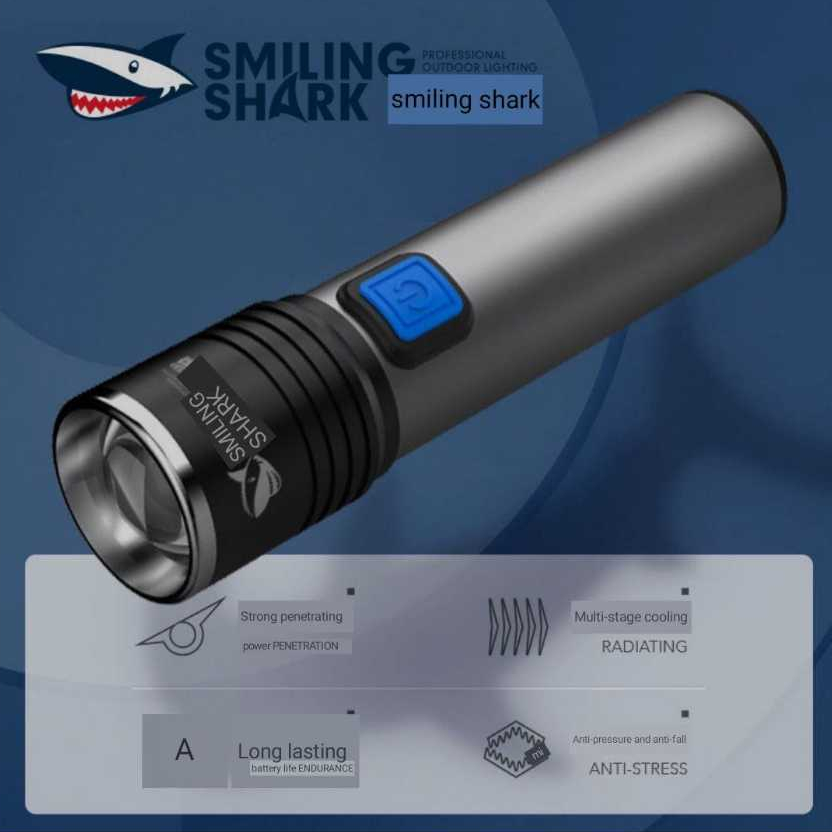 Jual SENTER LED SMILING SHARK 615 - ZOOM - ALUMINIUM ALLOY - CAHAYA ...