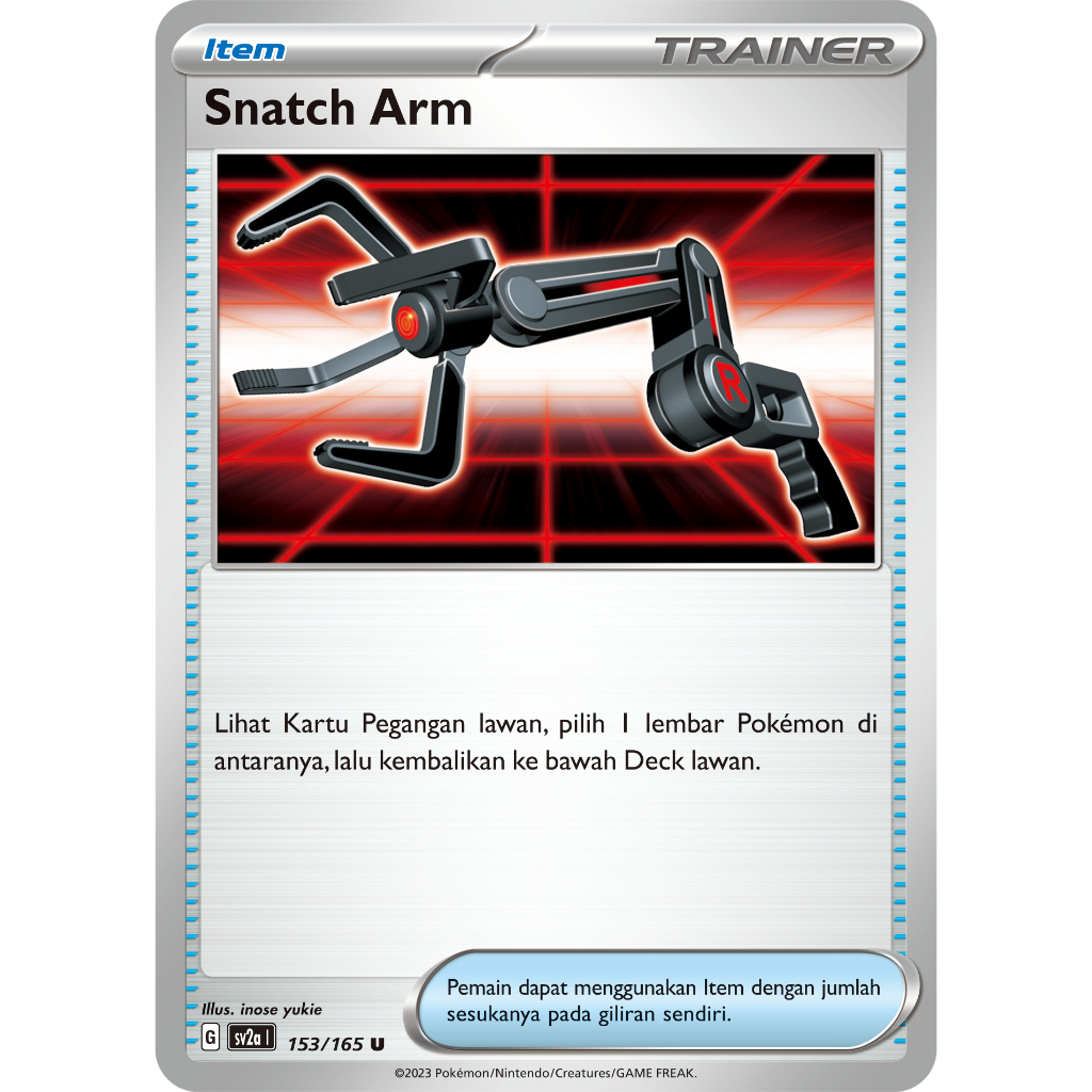Jual Snatch Arm sv2a U 153/165 RegG Kartu Pokemon Trainer TCG Bahasa Indonesia ( Gratis Sleeve ...