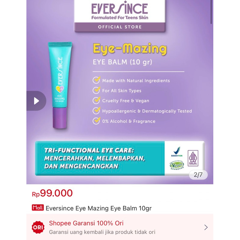 Jual [UNDER RETAIL] Eversince Eye Mazing Eye Balm 10gr | Shopee Indonesia