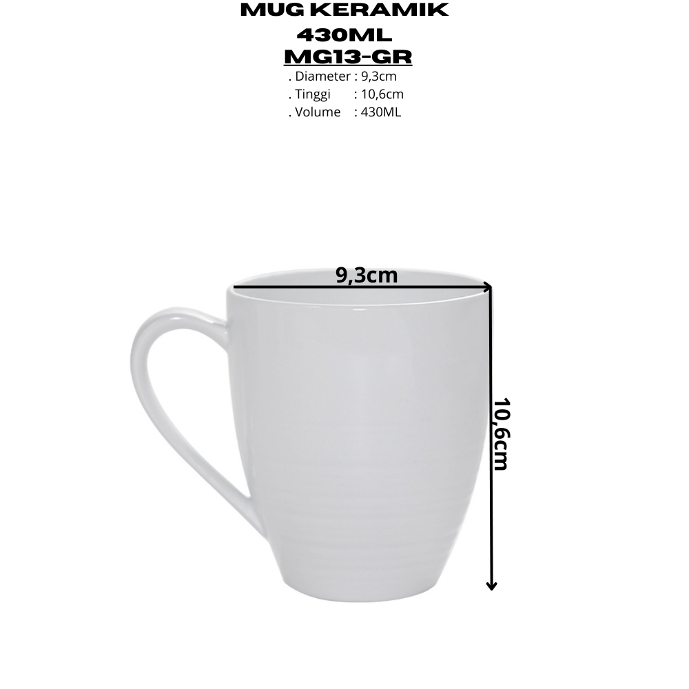 Jual Mug Keramik 430ML (1PCS) Polos By Indo Keramik Gelas Murah Serbaguna Berkualitas /MG13-GR ...