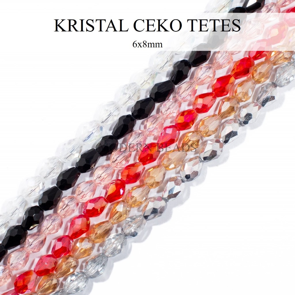 Jual 6x8mm - Manik Kristal Ceko Tetes Bening Transparan Mengkilap 6x8mm ...