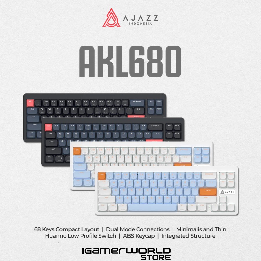 Jual Ajazz AKL680 Low Profile 65% Mechanical Keyboard Dual Mode No ...