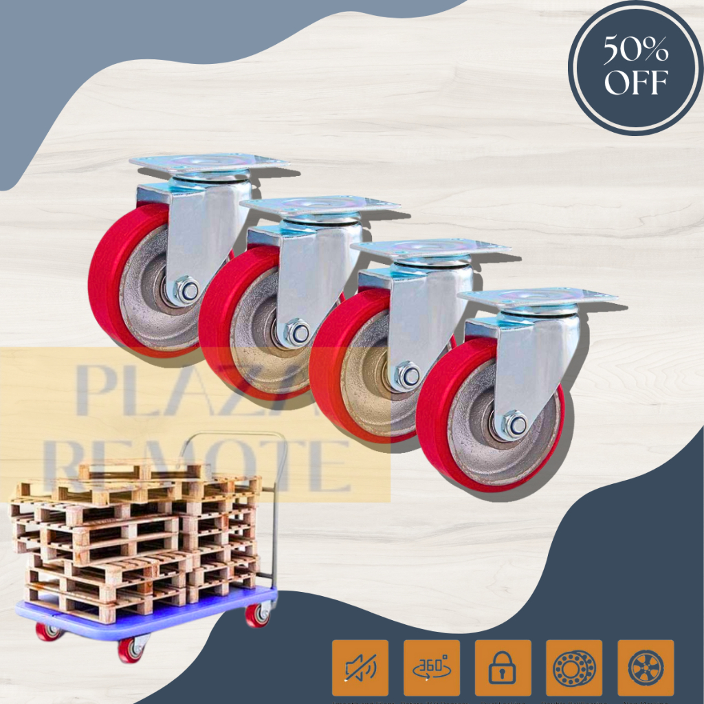 Jual RODA TROLY HEAVY DUTY SET 3 4 5 INCH IRON CASTER FULL BESI BEBAN ...