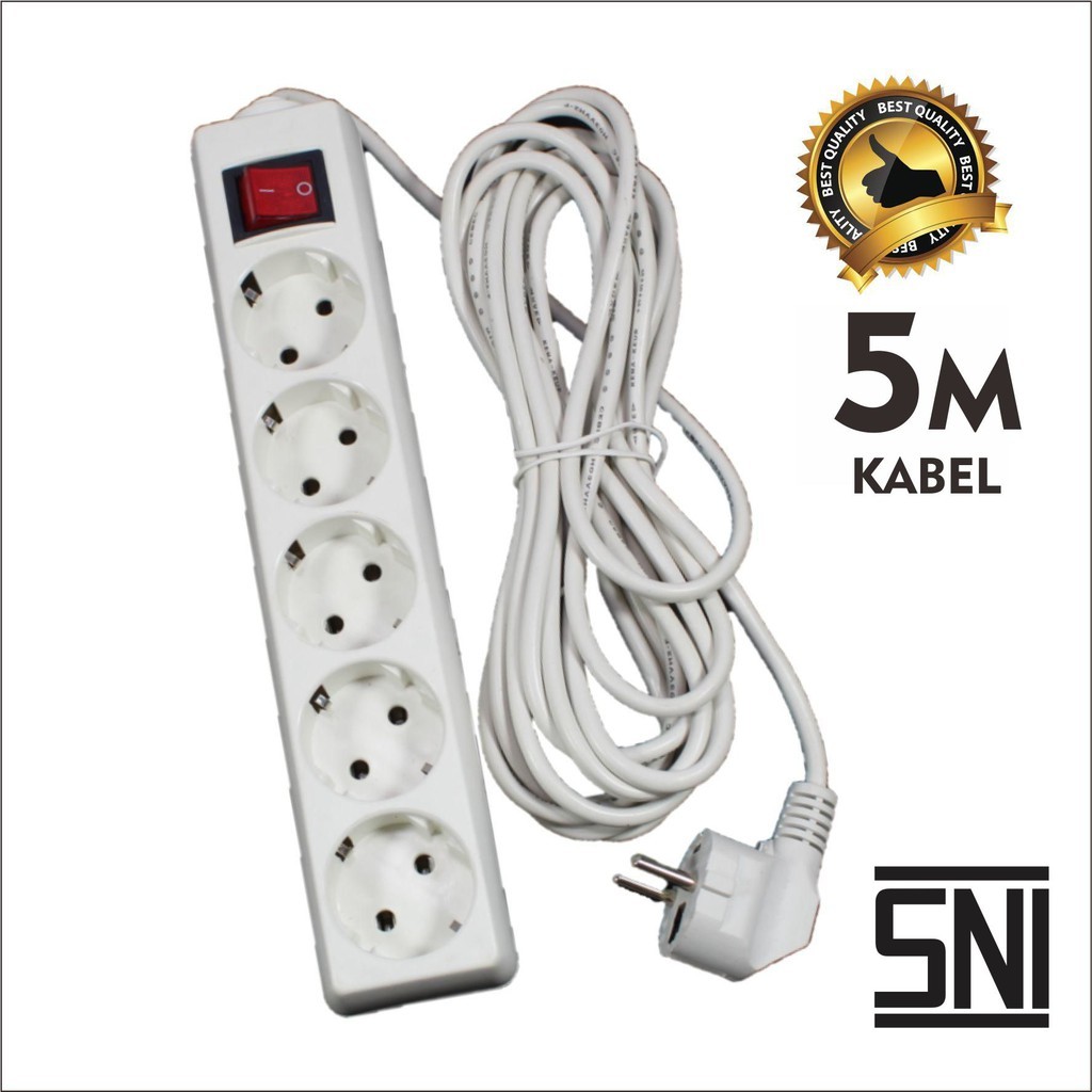 Jual Colokan listrik 5 Lubang 5 meter saklar #GARANSI1TAHUN | Shopee ...