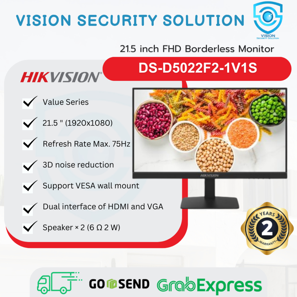 Jual Monitor LED Hikvision 22 inch DS-D5022F2-1V1S FHD Speaker VGA HDMI | Shopee Indonesia