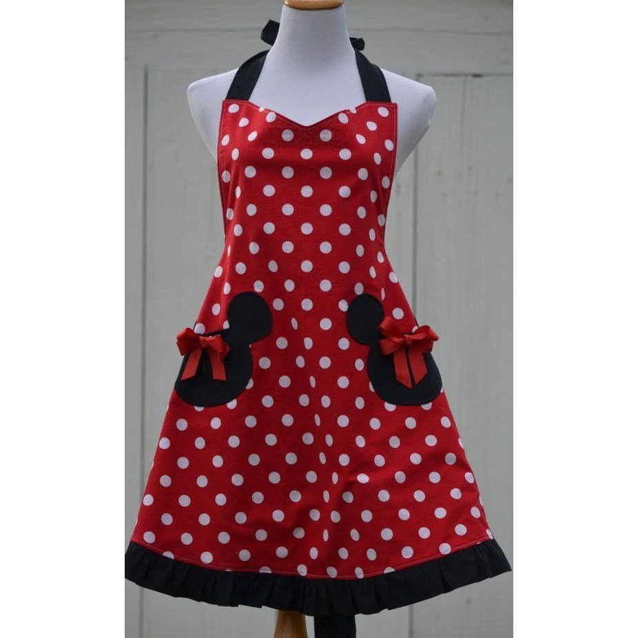 Jual Apron Katun Celemek Anak dan Dewasa Mickey Mouse Simple polka ...