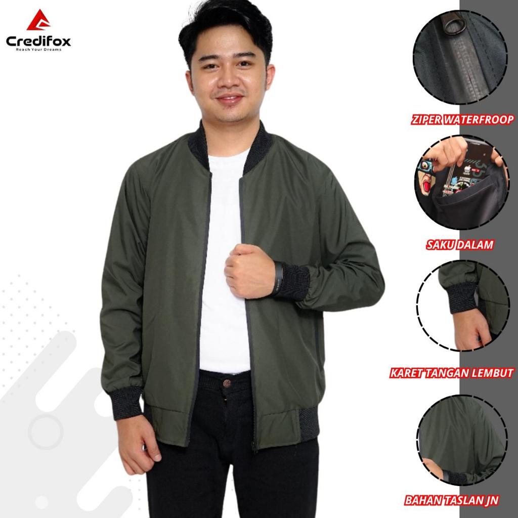 Jual CREDIFOX Jaket bomber polos zipper waterproof / bomber jacket ...