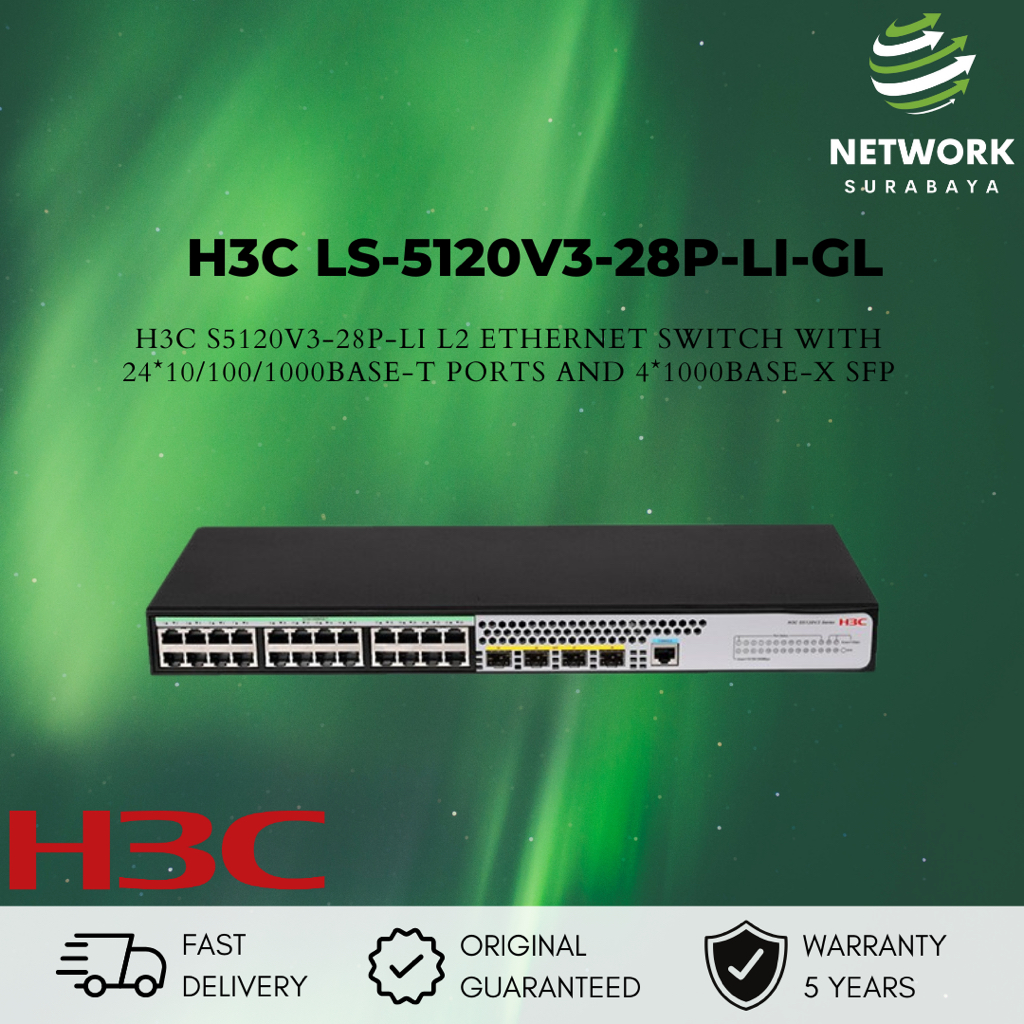 Jual H3C LS-5120V3-28P-LI-GL 24-Port + 4SFP Port Gigabit Ethernet ...