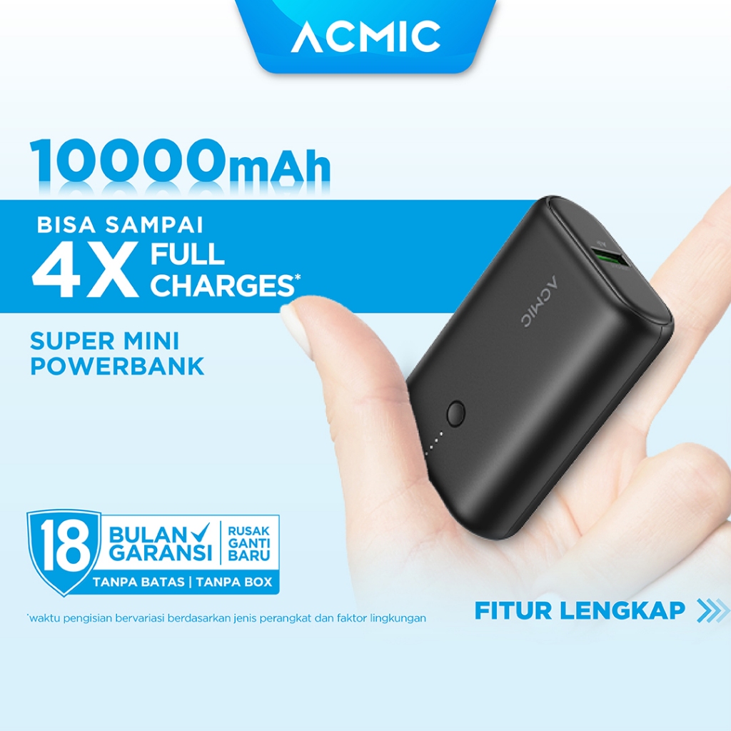 Jual ACMIC MINIMAX 10000mAh Powerbank Mini 22.5W Fast Charging Type C | Shopee Indonesia