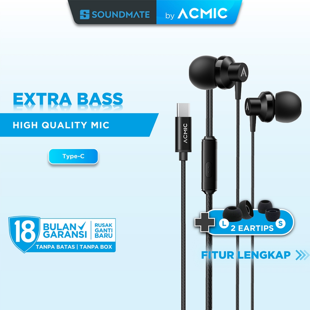 Jual ACMIC PRIME In-Ear Headset Type C Earphone Earbuds Stereo with Mic ...