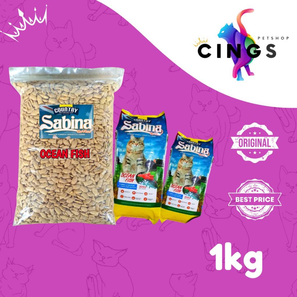 Jual SABINA CAT FOOD OCEAN FISH 1kg repack | Shopee Indonesia