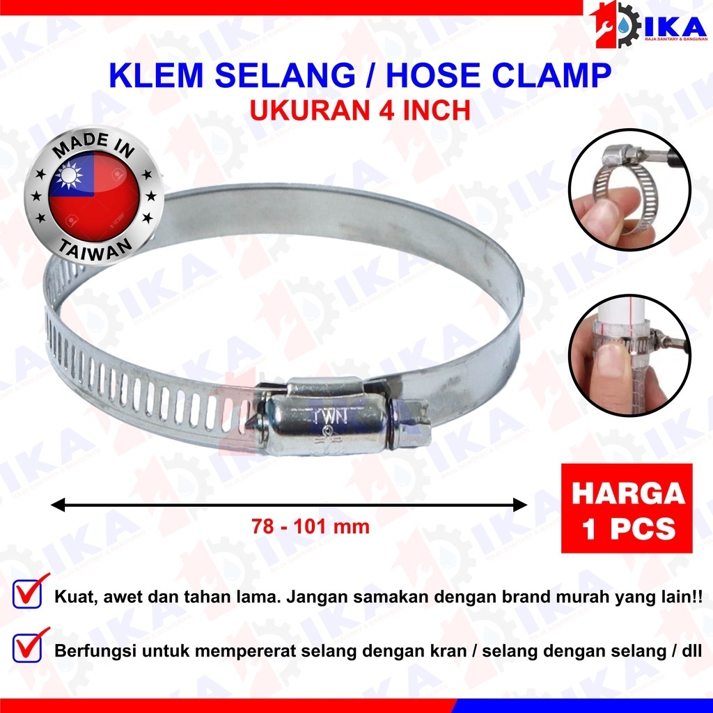 Jual Klem Selang Stainless / Hose Clamp 4 Inch / 78 - 101 mm stainles ...