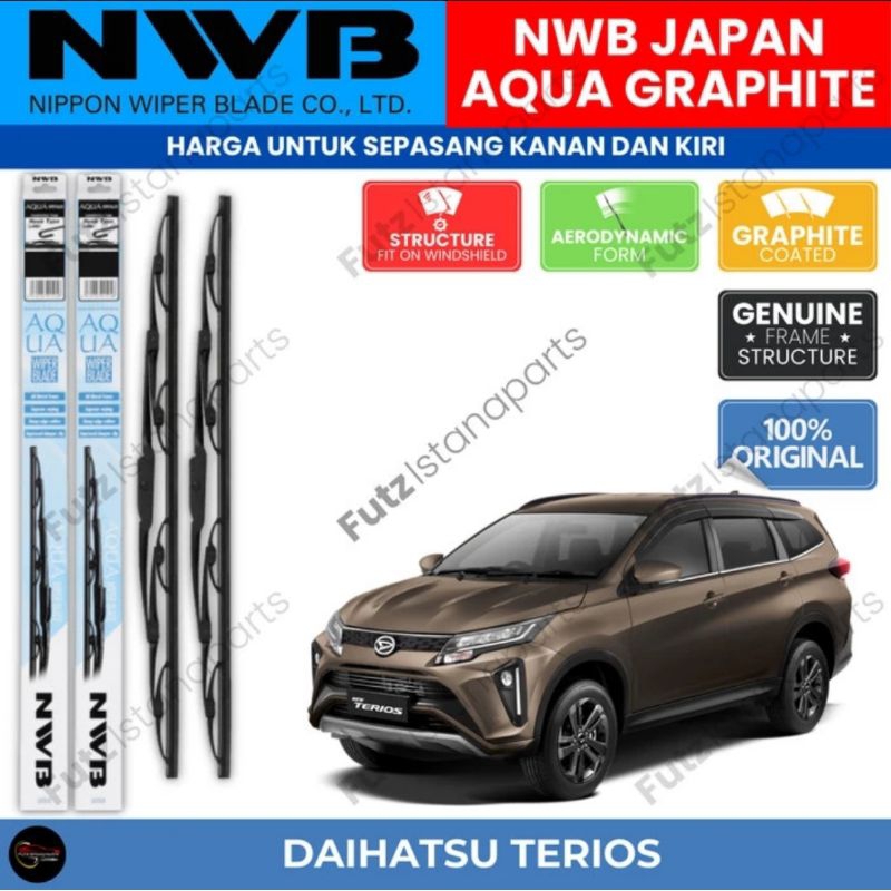 Jual Wiper Depan Daihatsu Terios 2018-2023 NWB Aqua Graphite Original | Shopee Indonesia