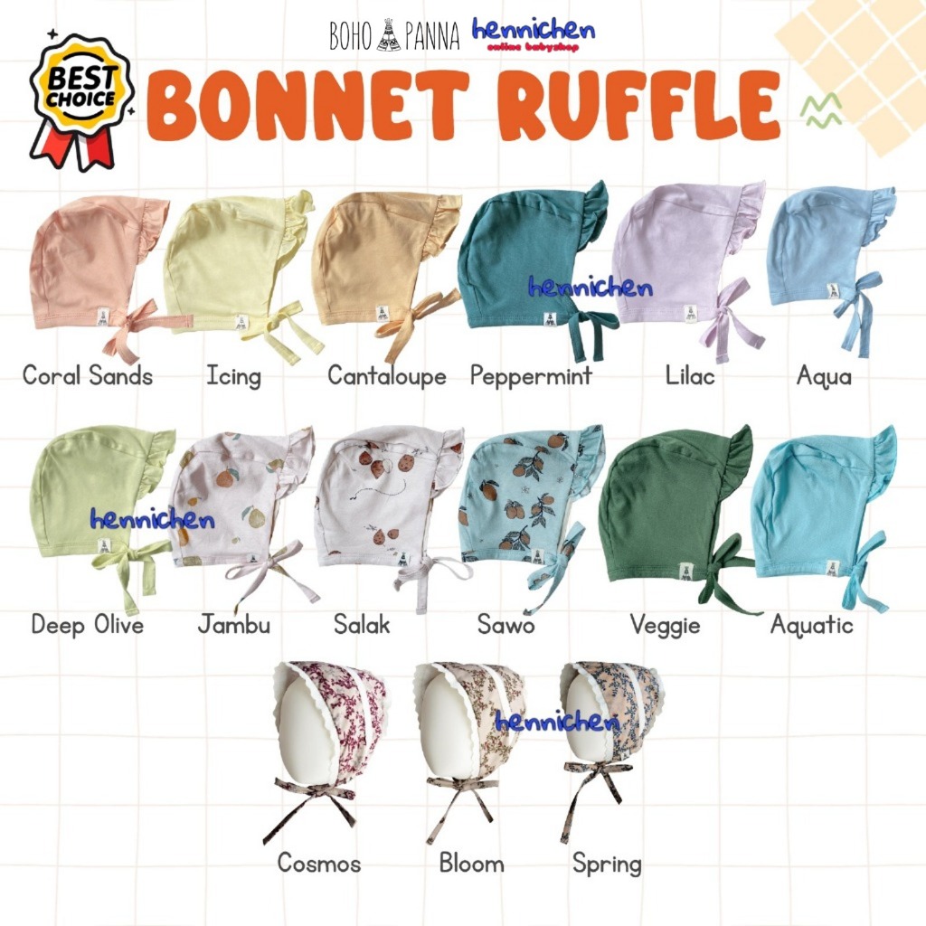 Jual BOHOPANNA BONNET BOHO BABY BONET RUFFLE YVONNE BONNET 3CM TOPI ...