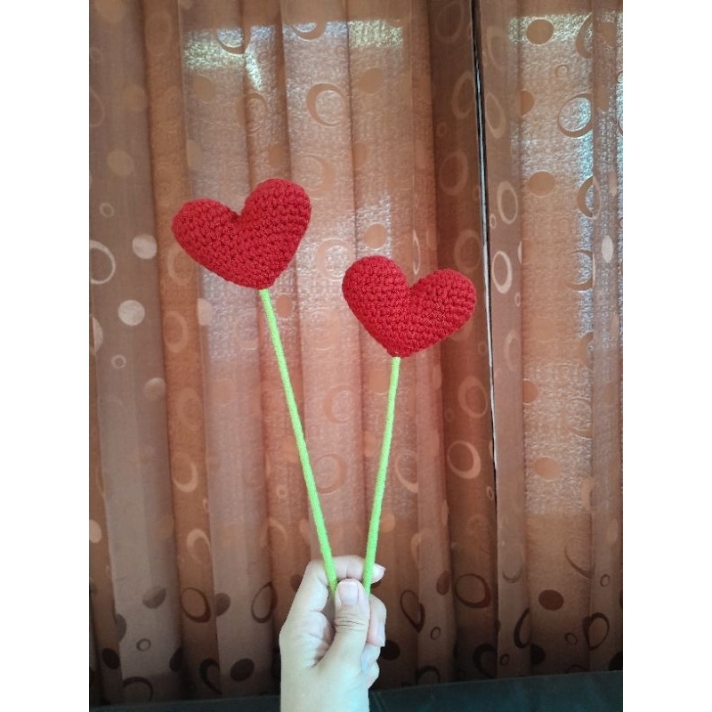 Jual Bunga Rajut/Amigurumi Love/Crochet flower Love/tangkai bunga love ...