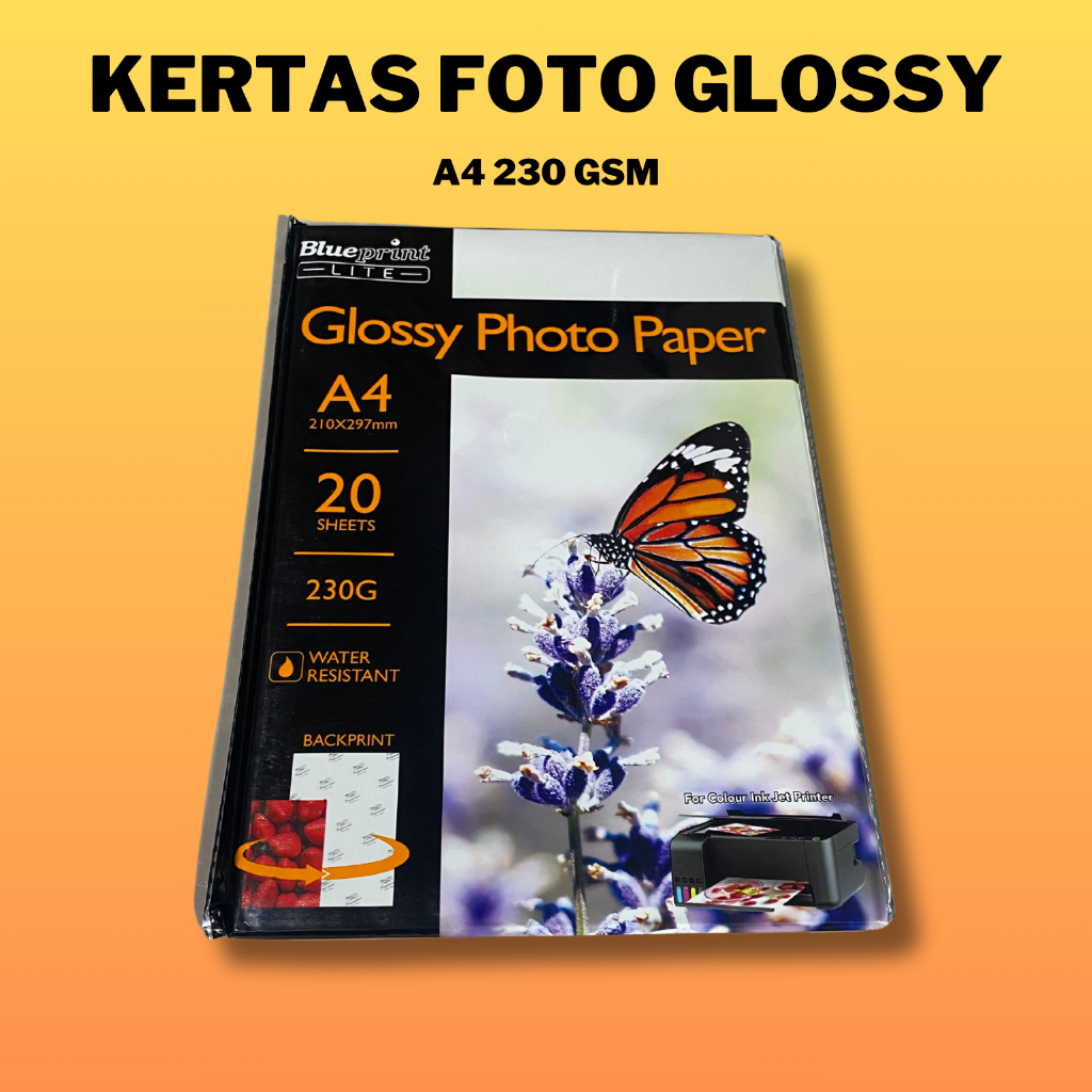 Jual Kertas Foto Glossy BLUEPRINT 230 Gsm A4 Cetak Photo Polaroid ...