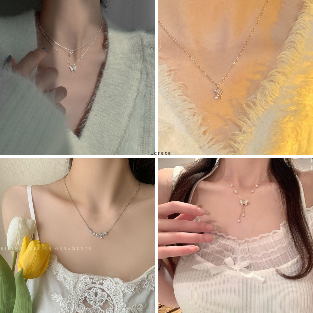 Jual Perhiasan Kalung Kristal Mutiara Emas Perak Kalung Korea Kalung ...