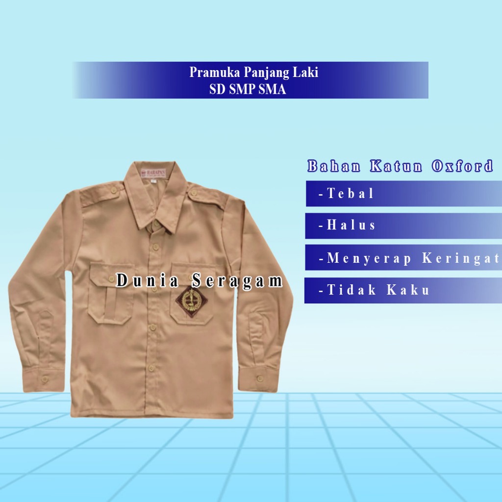 Jual Seragam Sekolah Baju Kemeja Hem Pramuka Penggalang Lengan Panjang Laki Seragam Sekolah SD ...