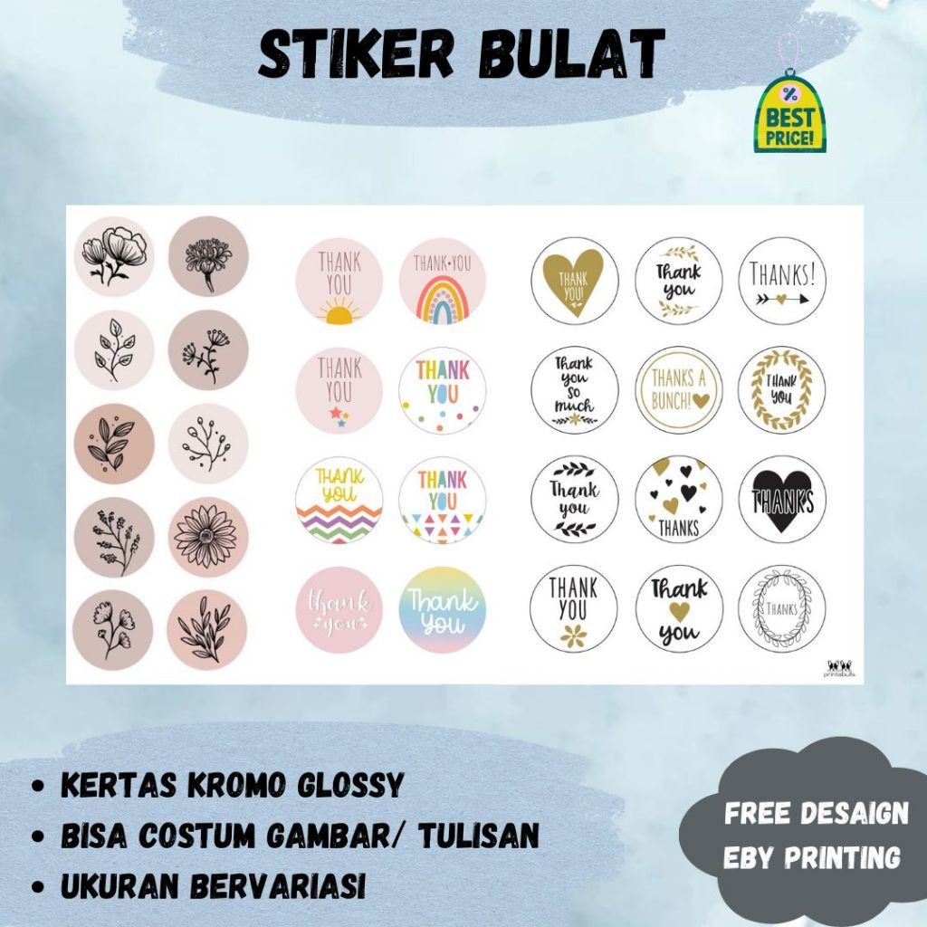 Jual Cetak Stiker Label Bulat Costum Label Logo Makanan Brand A3 Cromo ...
