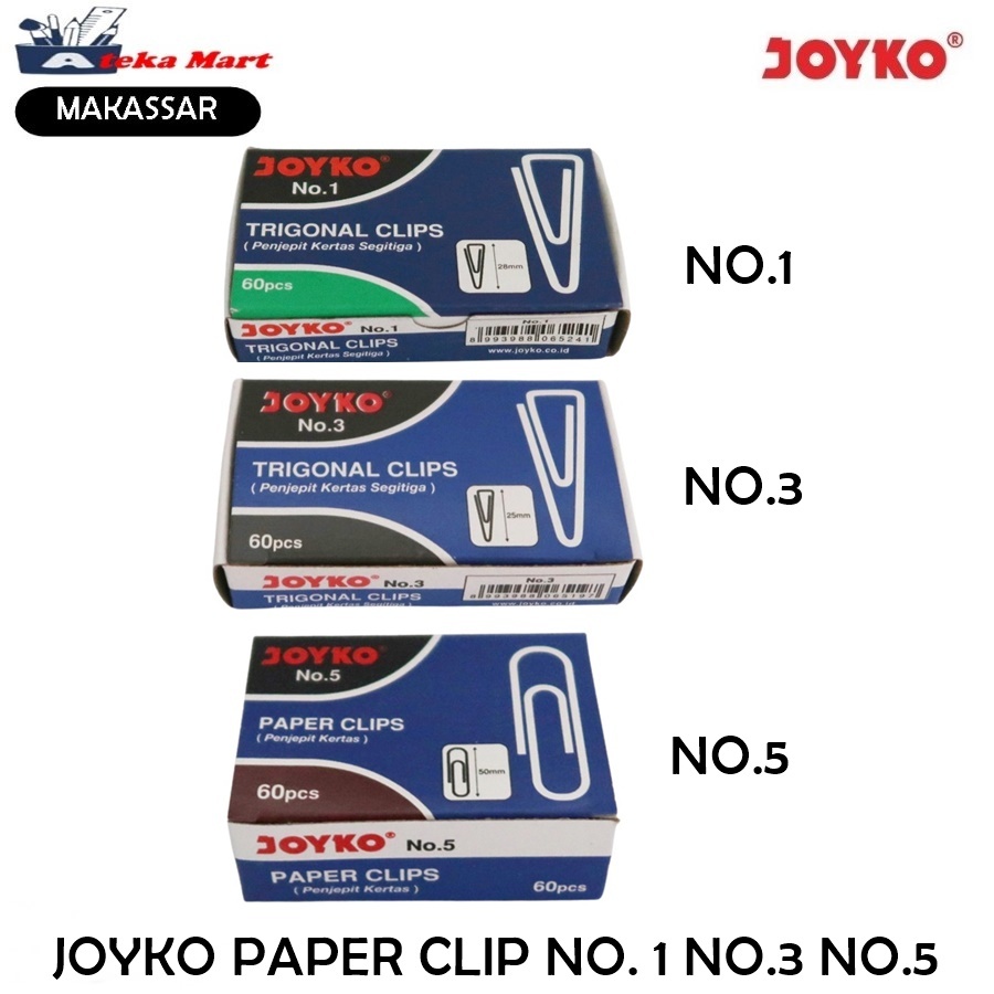 Jual [KCL] JOYKO PAPER CLIP NO.1. NO.3 NO.5 KLIP KERTAS | Shopee Indonesia