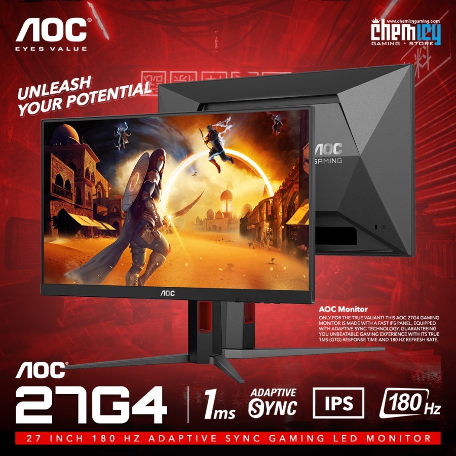 Jual AOC 27G4 27inch 180Hz Full HD Adaptive Sync Gaming LED Monitor ...