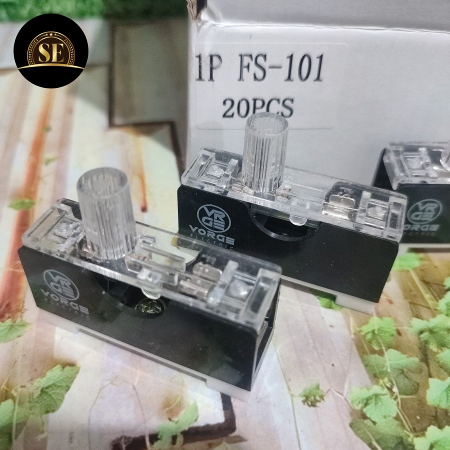 Jual Fuse Kubur Vorge FS-101 FS101 din rail 1p 10A with fuse glass ...
