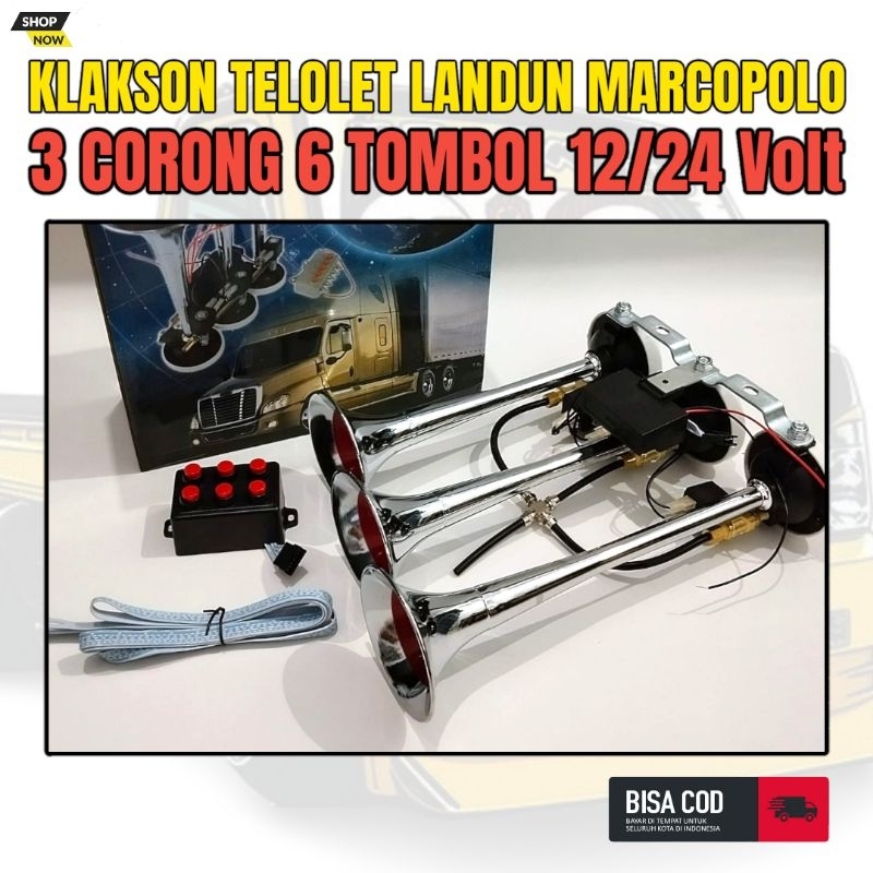 Jual Klakson Mobil Kelakson Telolet Air Horn Basuri Angin 3 Corong 6 ...