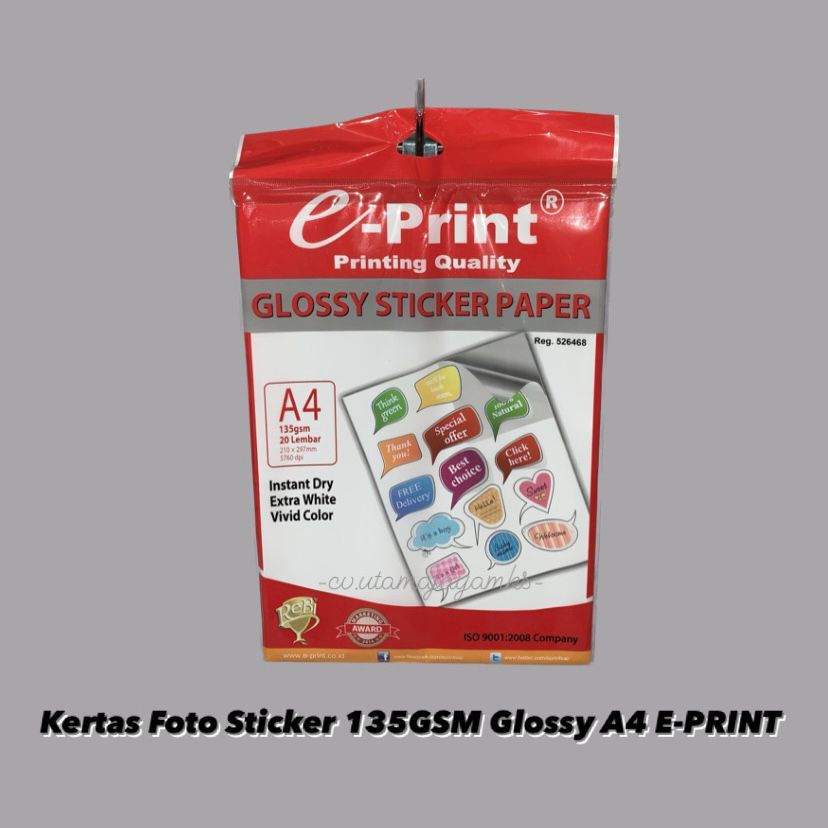 Jual KERTAS FOTO STICKER 135GSM GLOSSY A4 E-PRINT | Shopee Indonesia