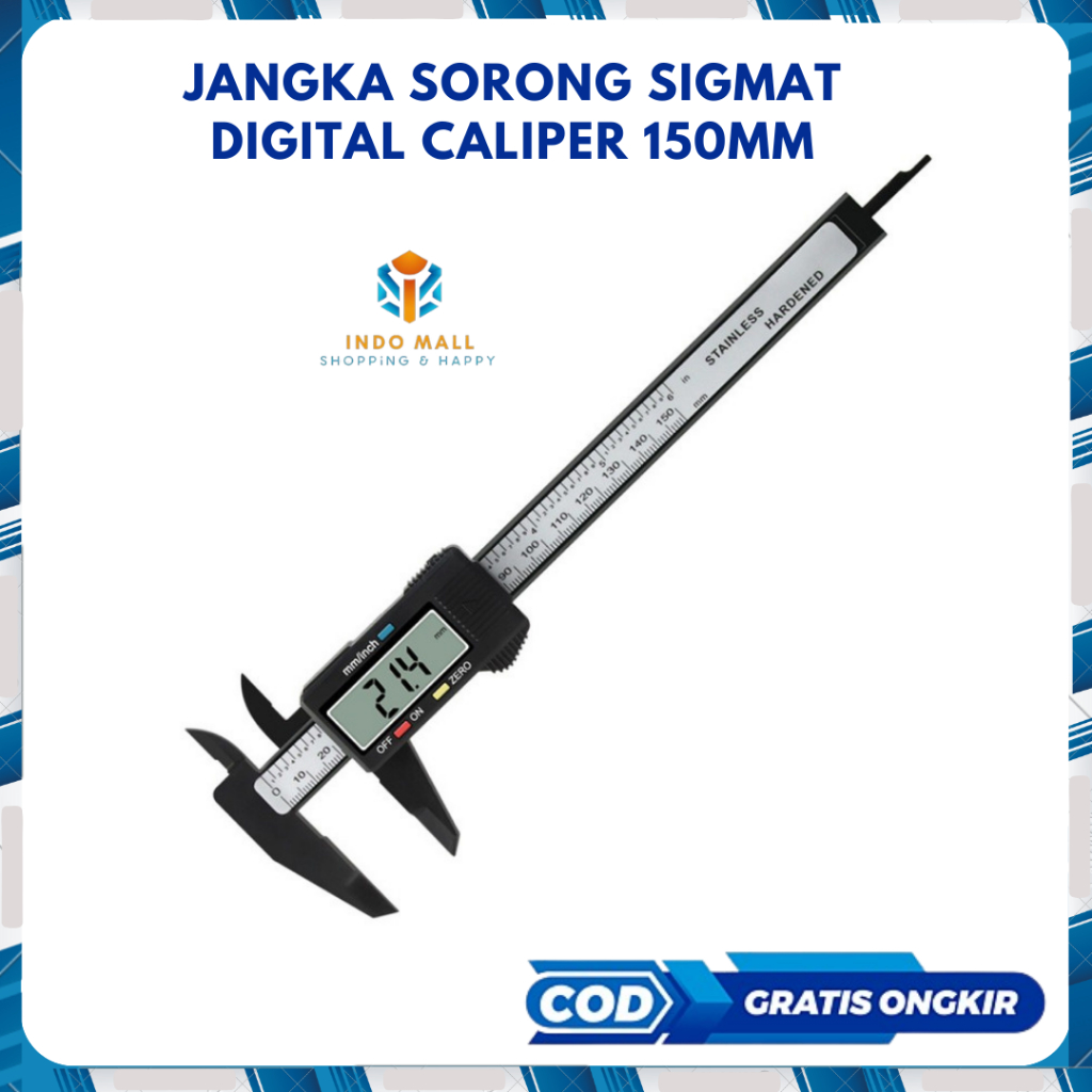 Jual Jangka Sorong Sigmat Digital Vernier Caliper / Kaliper 150mm Stainless Indomall | Shopee ...