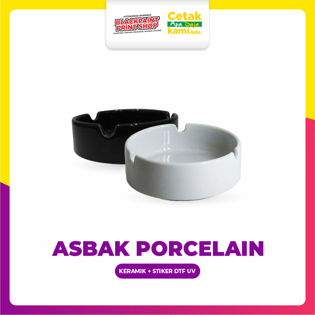 Jual Asbak Sablon / Asbak Custom / Asbak Porcelain + Stiker DTF UV ...