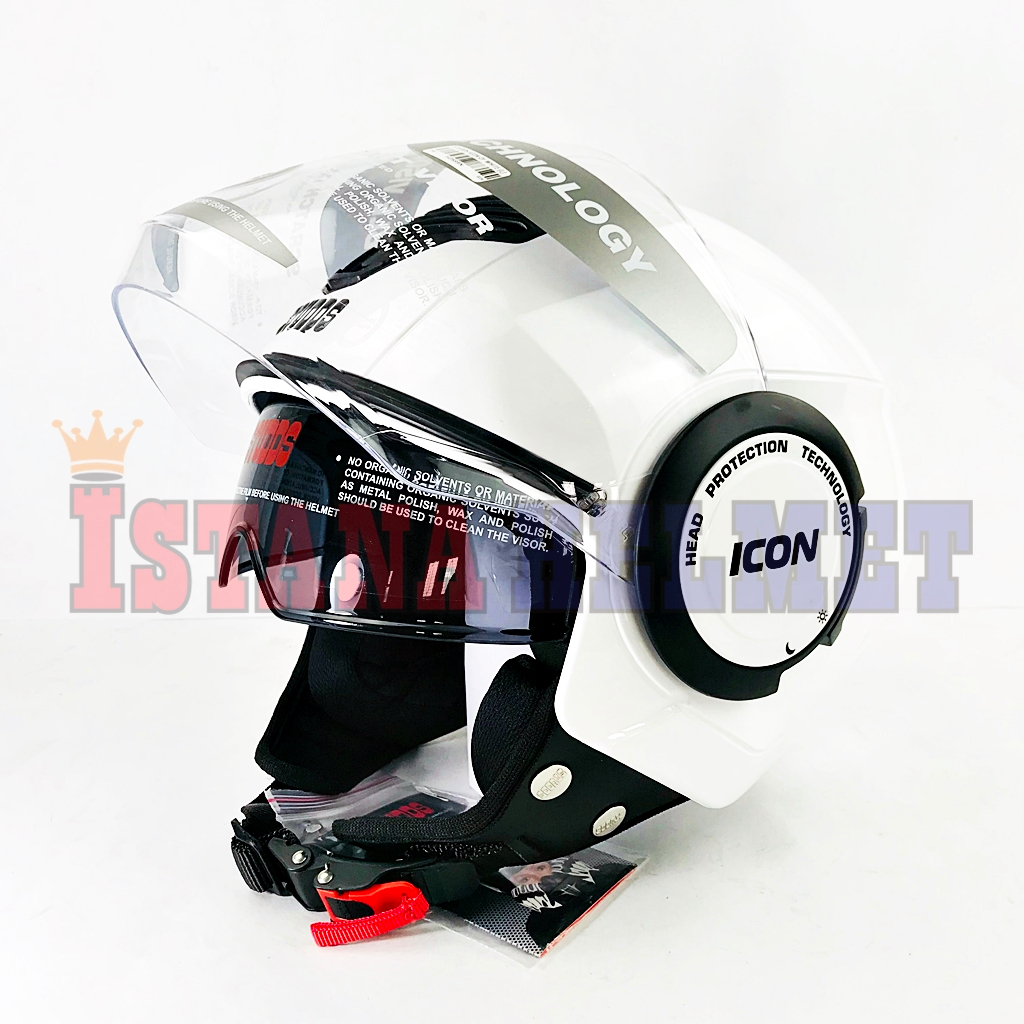 Jual HELM STUDDS ICON OPEN FACE WHITE ORIGINAL | Shopee Indonesia